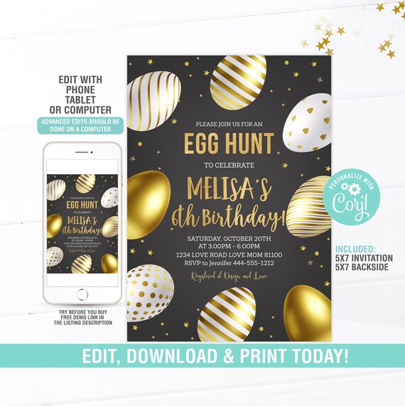 Easter Birthday Invitation EDITABLE,Peeps Easter Bunny Invite, Easter ...