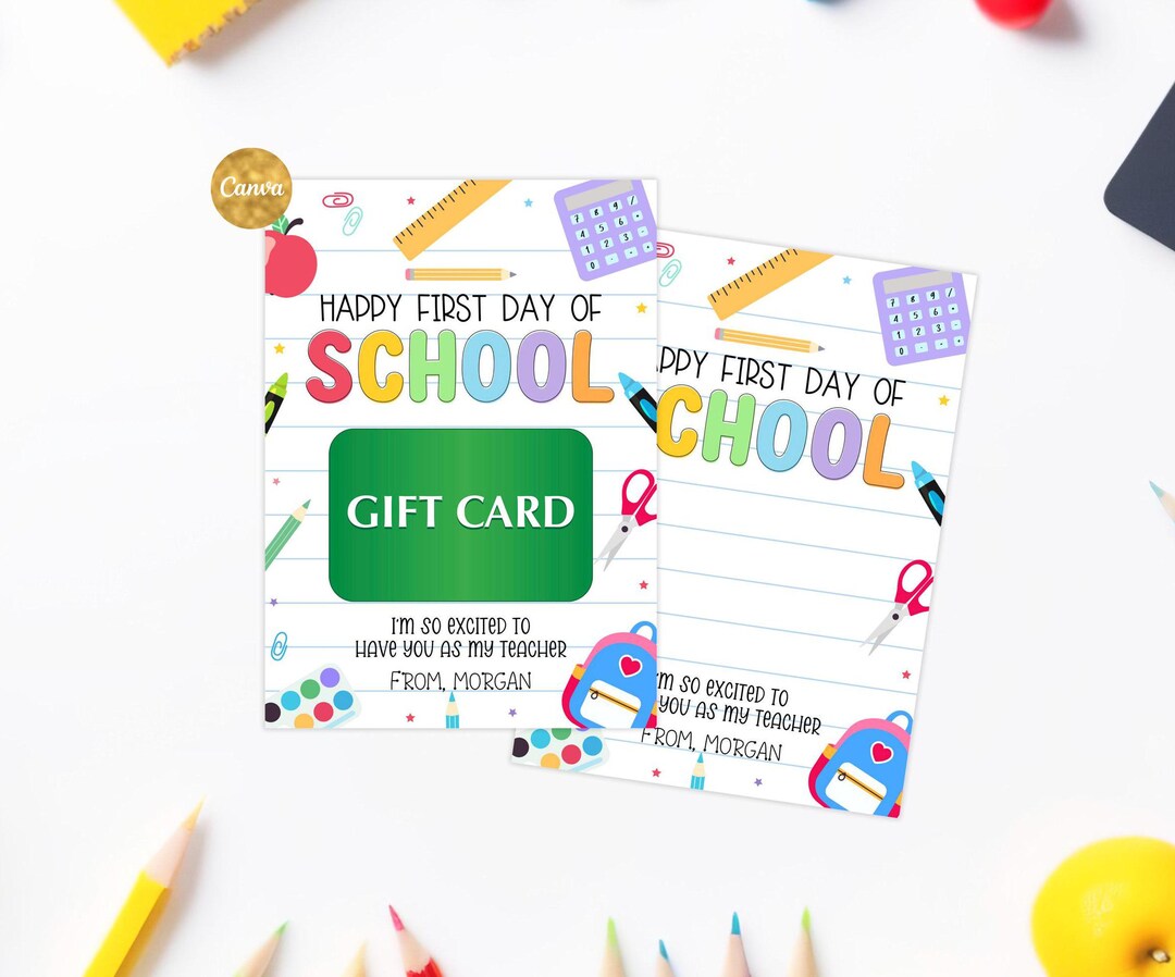 First Day of School Gift Card Holder Editable, Welcome Back Gift Tag ...