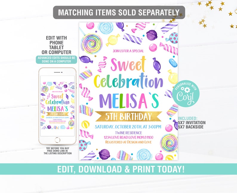 Candy Treat Bag Topper PRINTABLE Candy Favors Candyland - Etsy