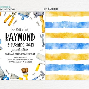 EDITABLE Builder Tools Birthday Invitation, Tools Party Invite, Builder ...