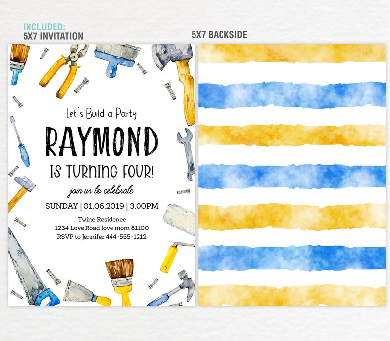 EDITABLE Builder Tools Birthday Invitation Tools Party - Etsy