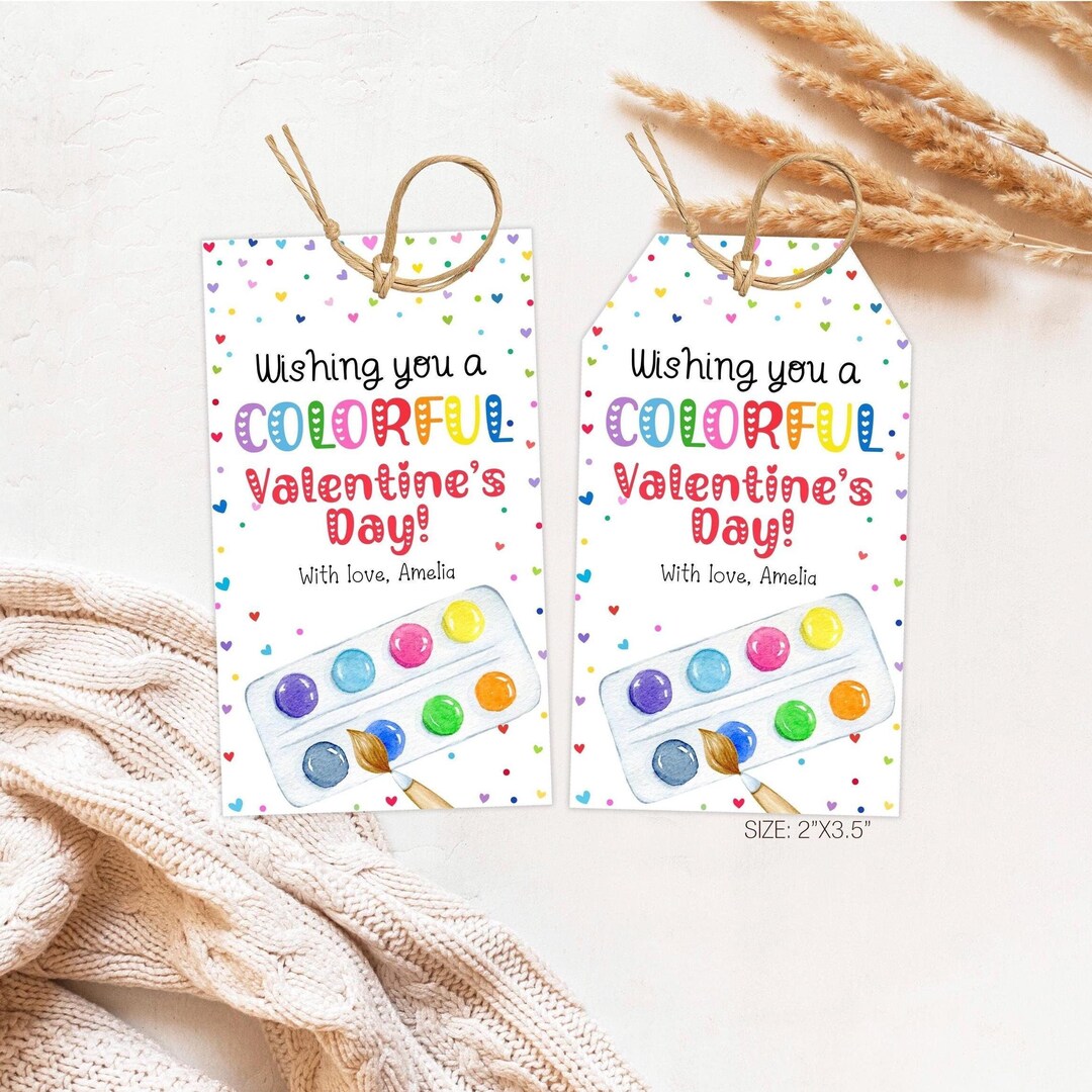 Paint Valentine’s Day Gift Tag Template Editable, Valentine Watercolor ...