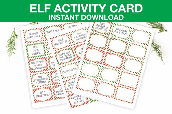 Daily Elf Note Cards Printable, Elf Activity Kit, Christmas Elf ...