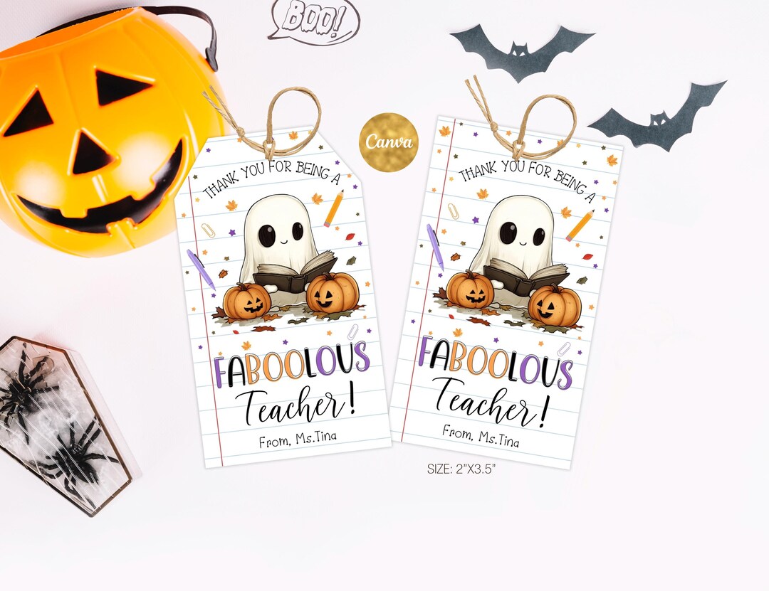 Fabulous Teacher Halloween Gift Tag Template Editable, Happy Halloween ...
