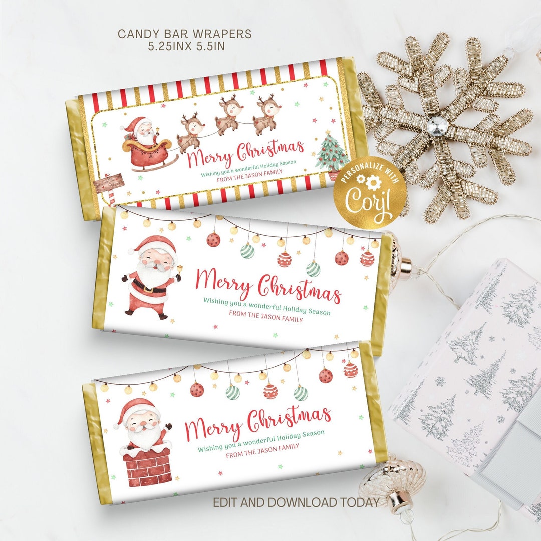 Editable Christmas Candy Bar Wrapper Template, Christmas Chocolate ...
