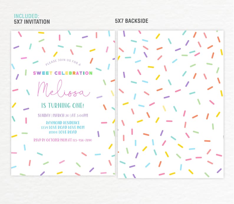 Sprinkle Birthday Invitation, Editable Sweets Sprinkles Birthday Party ...