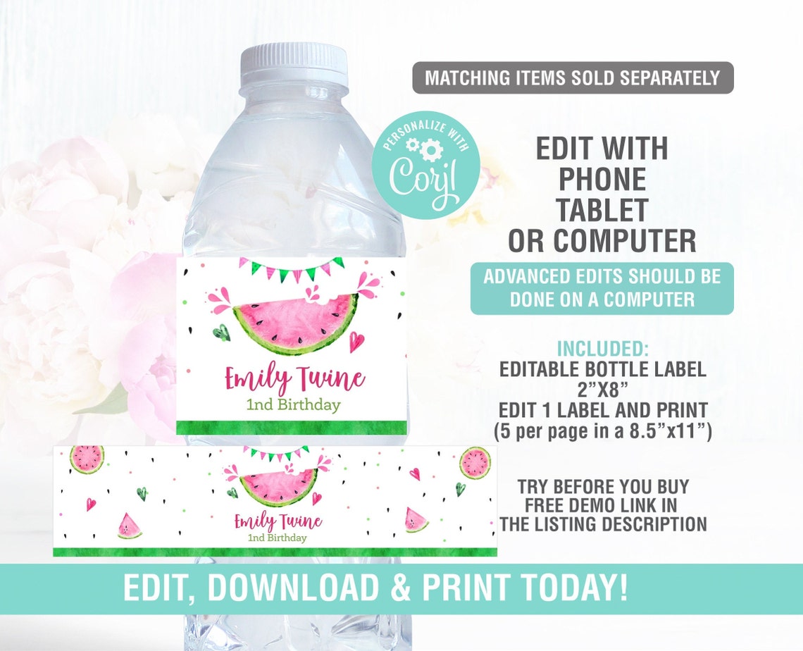 Editable Watermelon Milestone Birthday Poster Pink Watermelon - Etsy