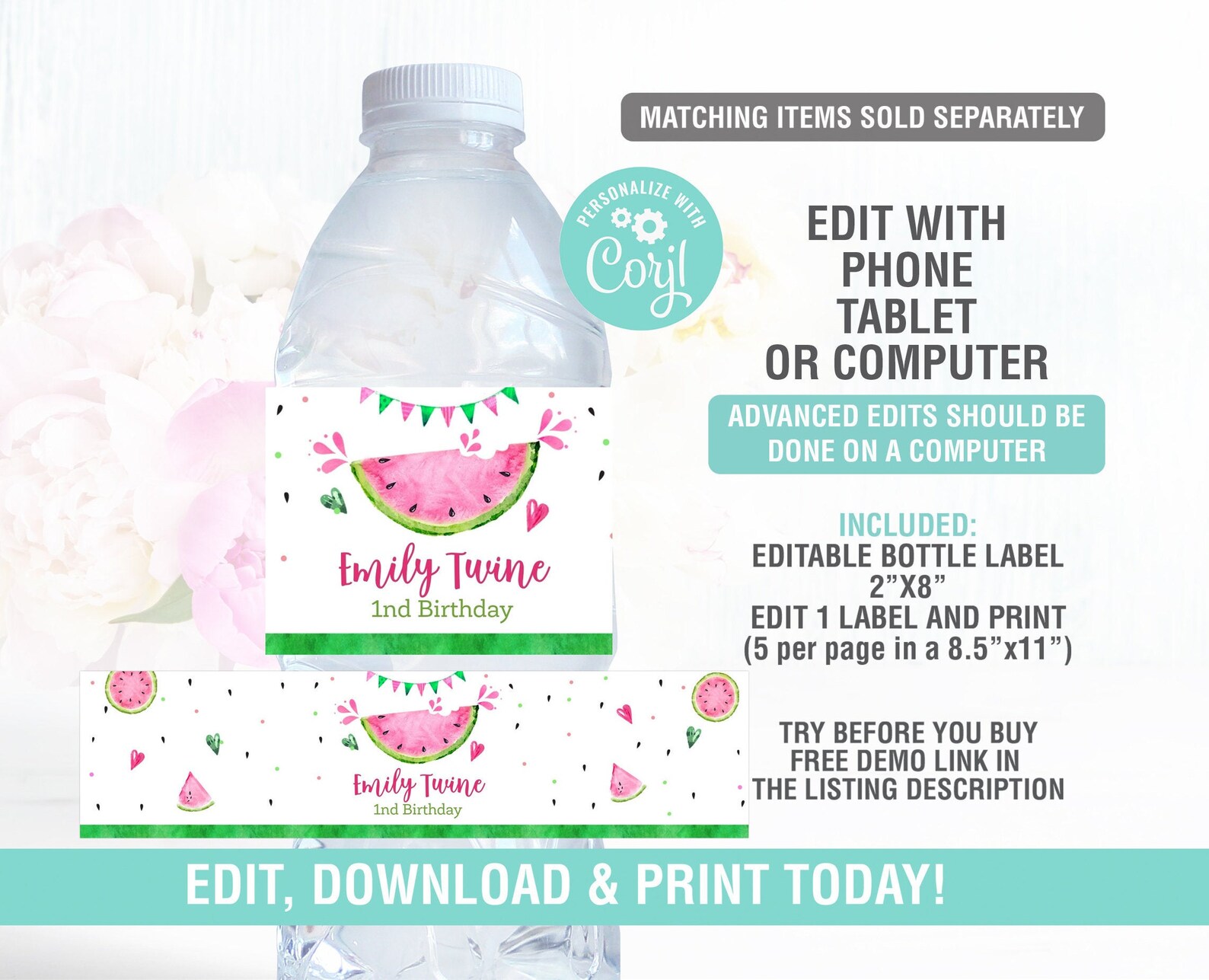 Editable Watermelon Milestone Birthday Poster Pink Watermelon - Etsy