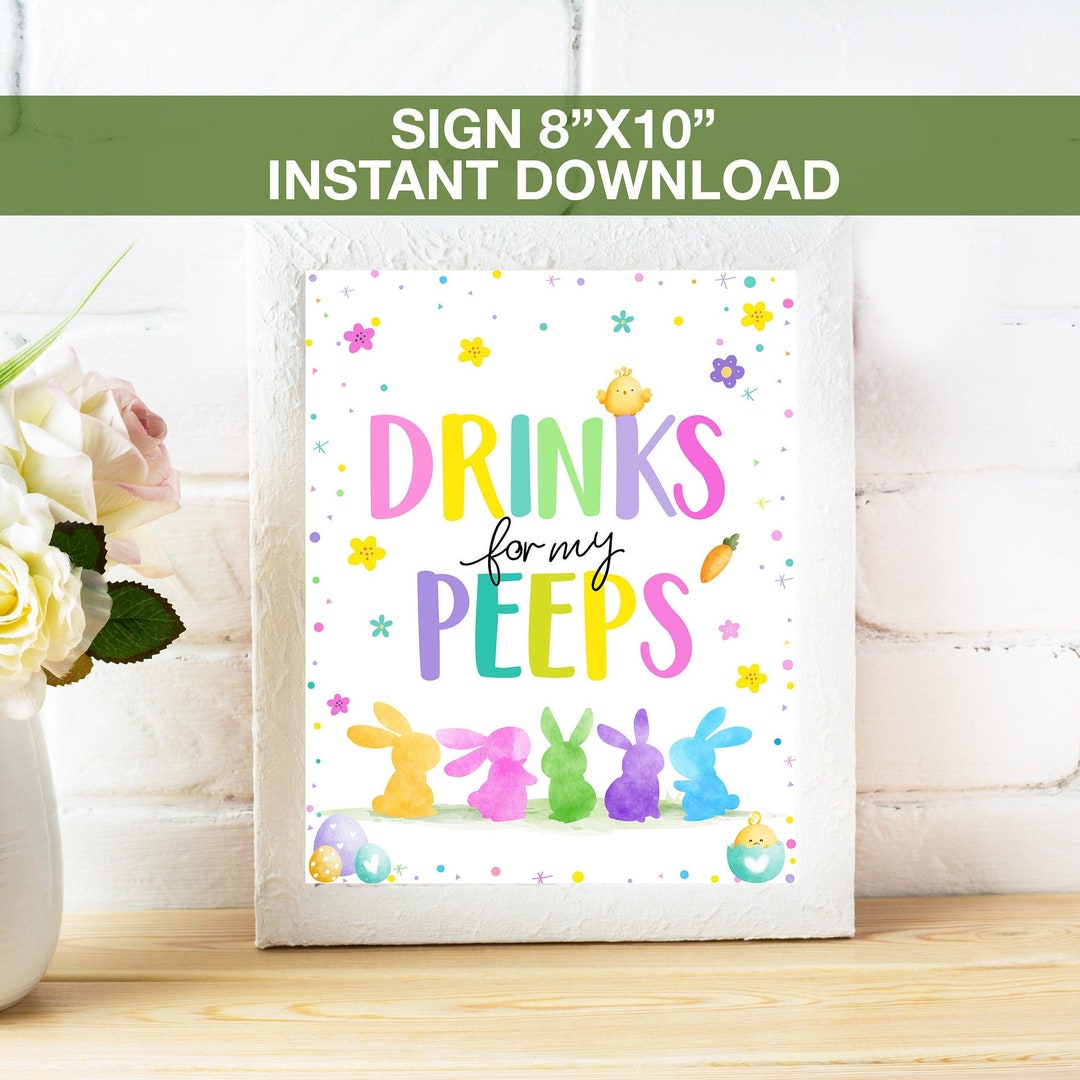 Drinks Sign, Easter Drinks Sign, Easter Sign, Easter Party Signs ...
