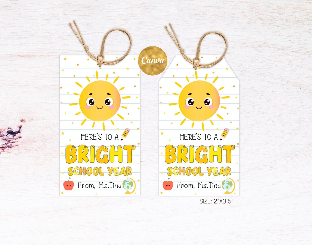 Here’s to a Bright School Year Tag, Back to School Tag, School Gift Tag ...