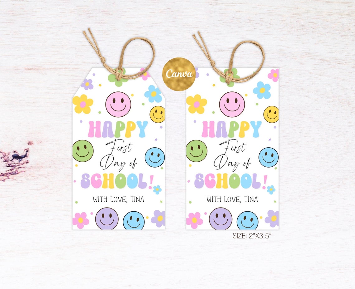 Back to School Tags Printable, First Day of School Tag, Groovy School ...