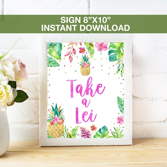 Take a Lei Sign Tropical Take a Lei Sign Pineapple Signluau - Etsy