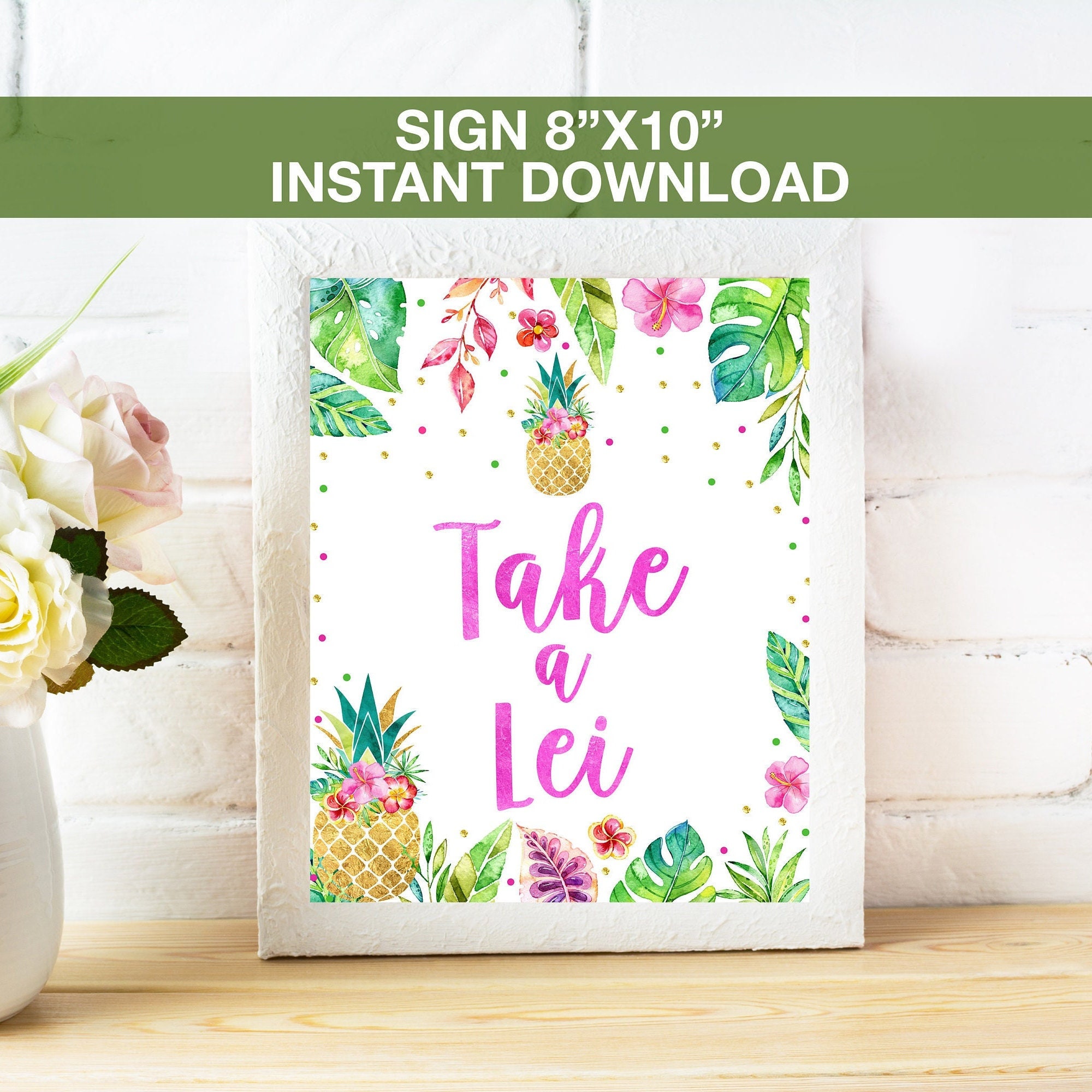 Take a Lei Sign Tropical Take a Lei Sign Pineapple Signluau - Etsy