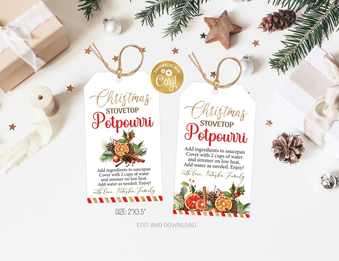 Editable Christmas Potpourri Tag, Stovetop Potpourri Tag Template ...