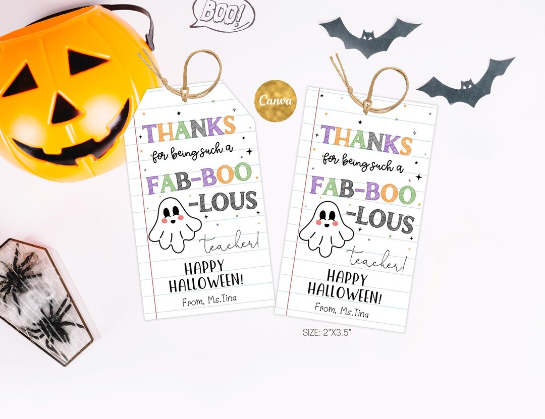 Halloween Cookie Tags, Thanks for Being A Fab-boo-lous Teacher Tag ...