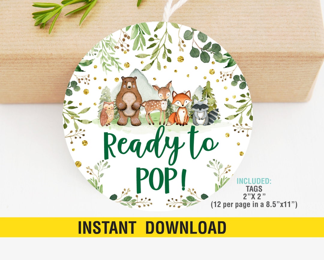 Ready to POP Woodland Labels Printable, Ready to Pop Favor Toppers ...