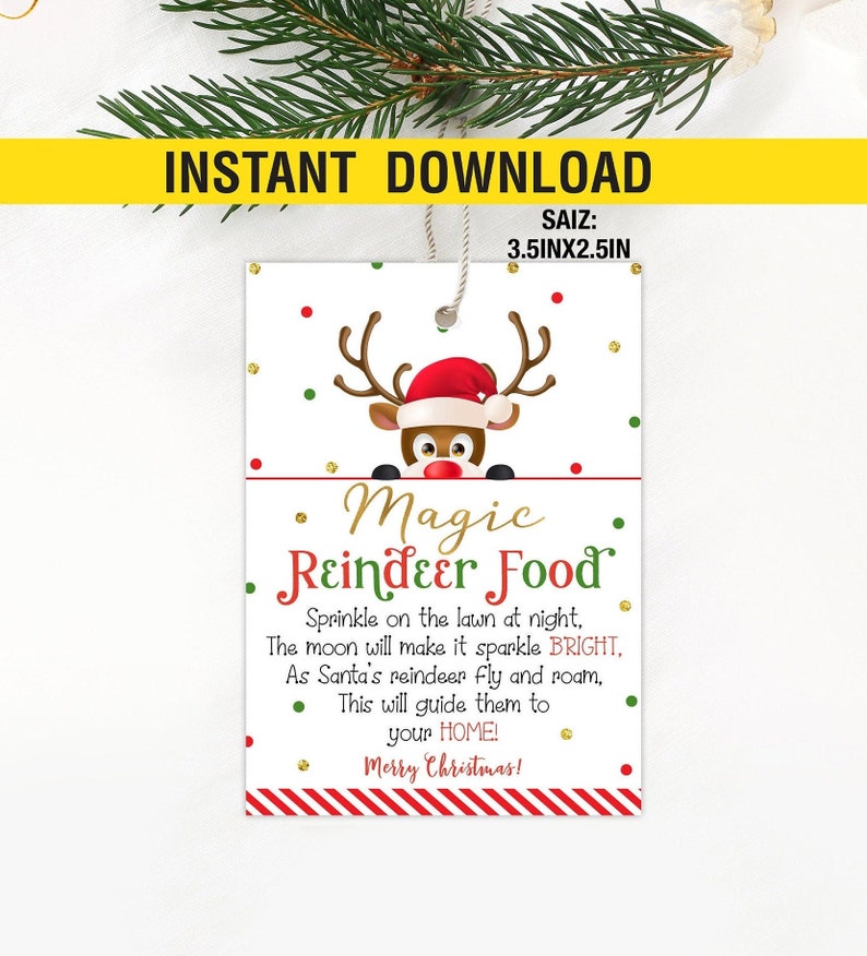 Magic Reindeer Food Label Tag Printable Christmas Gift Tag - Etsy