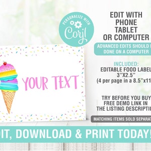 Ice Cream Welcome Sign EDITABLE, Ice Cream Party Sign, Birthday Welcome ...