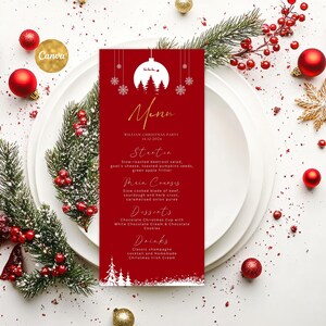 Christmas Menu Template, Editable Christmas Menu Card, Printable ...