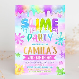 Editable Slime Birthday Party Invitation, Slime Invitation, Slime Party ...
