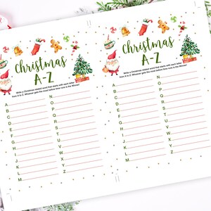 Christmas A-Z Game Printable, Christmas Game for Family Printable ...