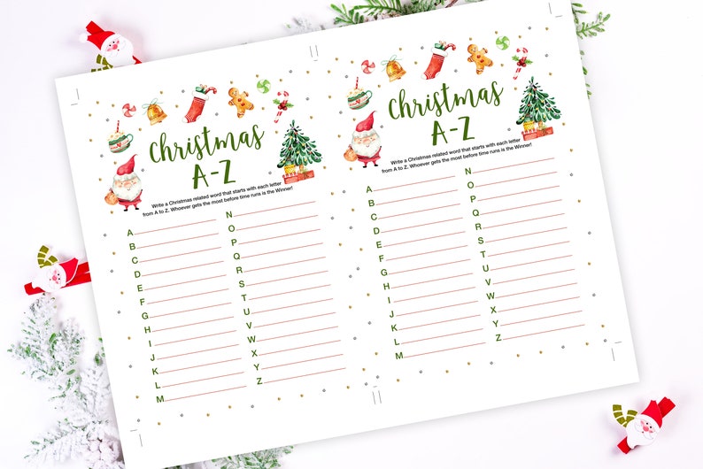 Christmas A-Z Game Printable Christmas Game for Family | Etsy
