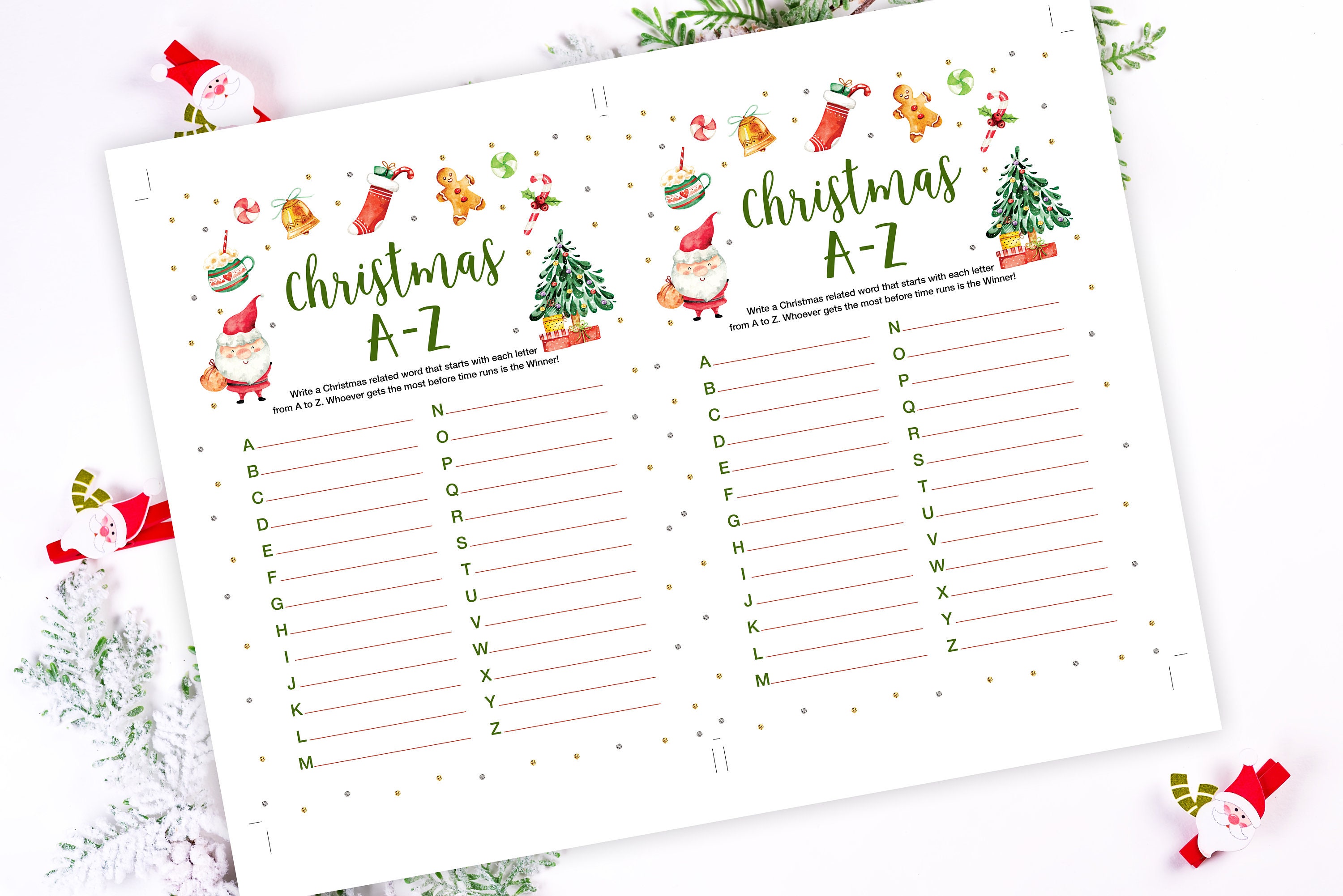 Christmas A-Z Game Printable, Christmas Game for Family Printable ...