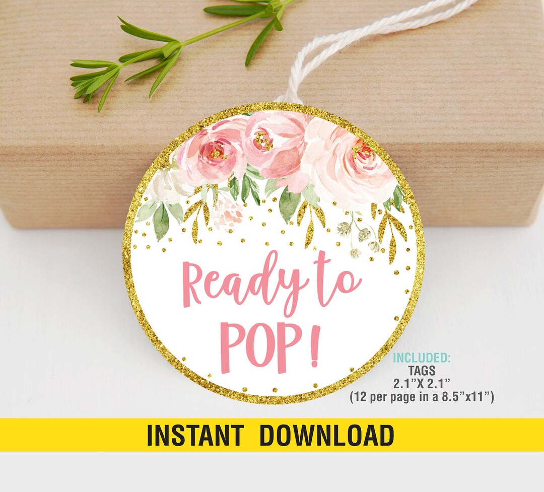 Ready to Pop Floral Labels Printable, Ready to Pop Favor Toppers ...