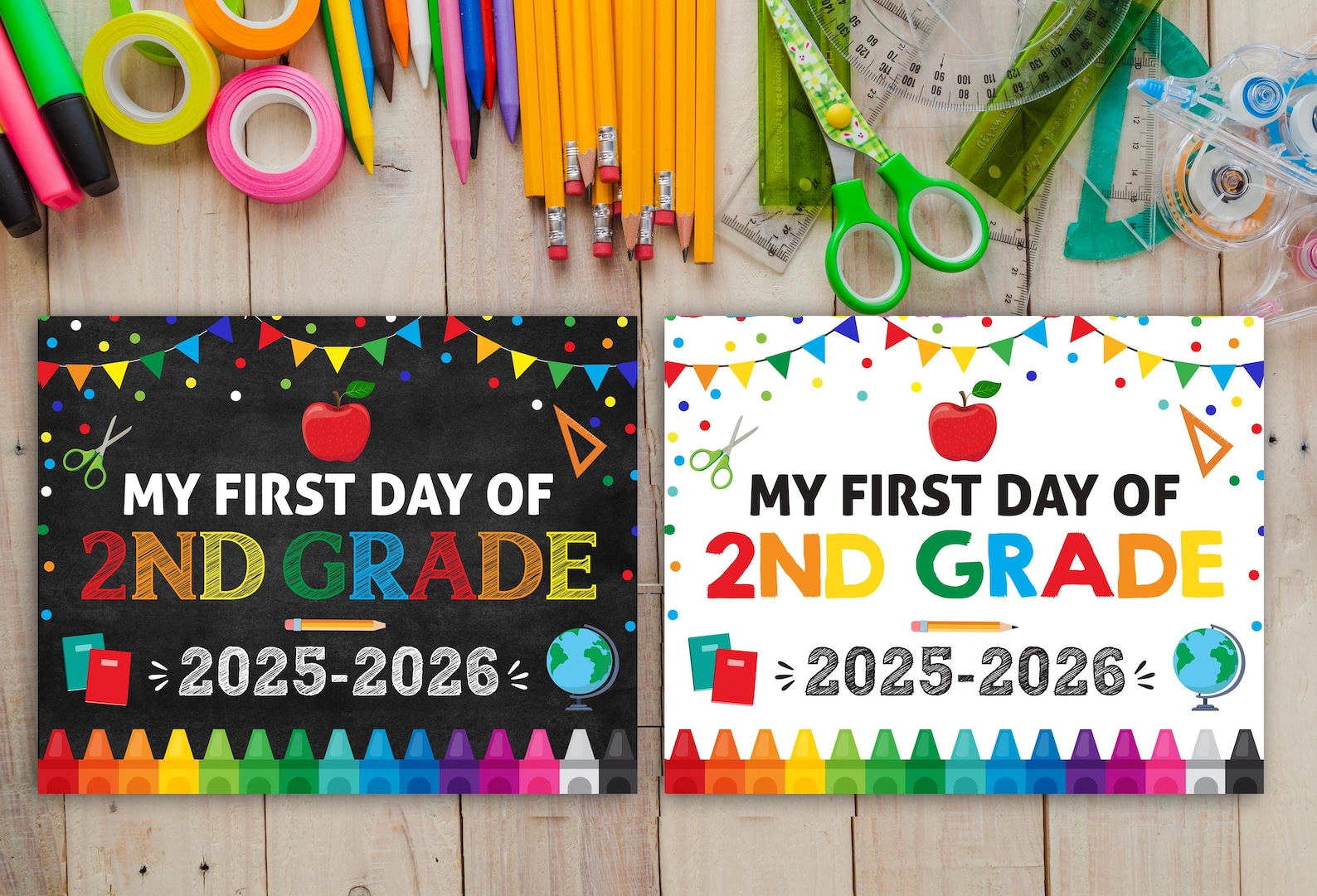 First Day of Second Grade Sign, Printable Second Grade School Sign ...