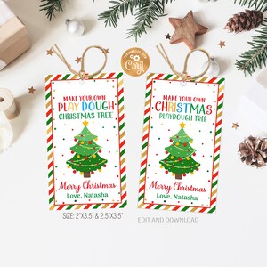 Christmas Playdough Tree Tag Tag, Make Your Own Favor Tag Editable ...