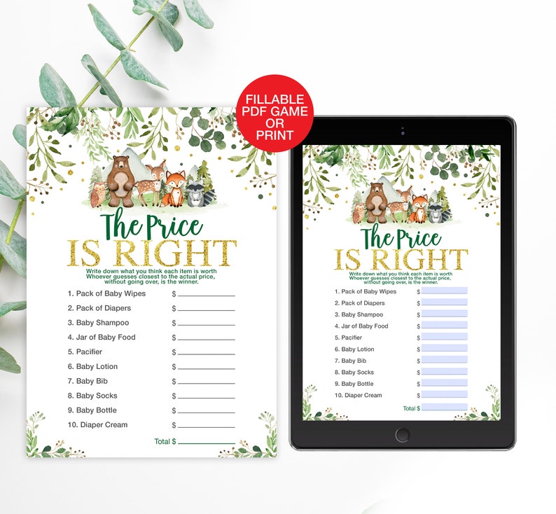 Woodland Baby Shower Game Bundle Virtual Baby Shower Game | Etsy