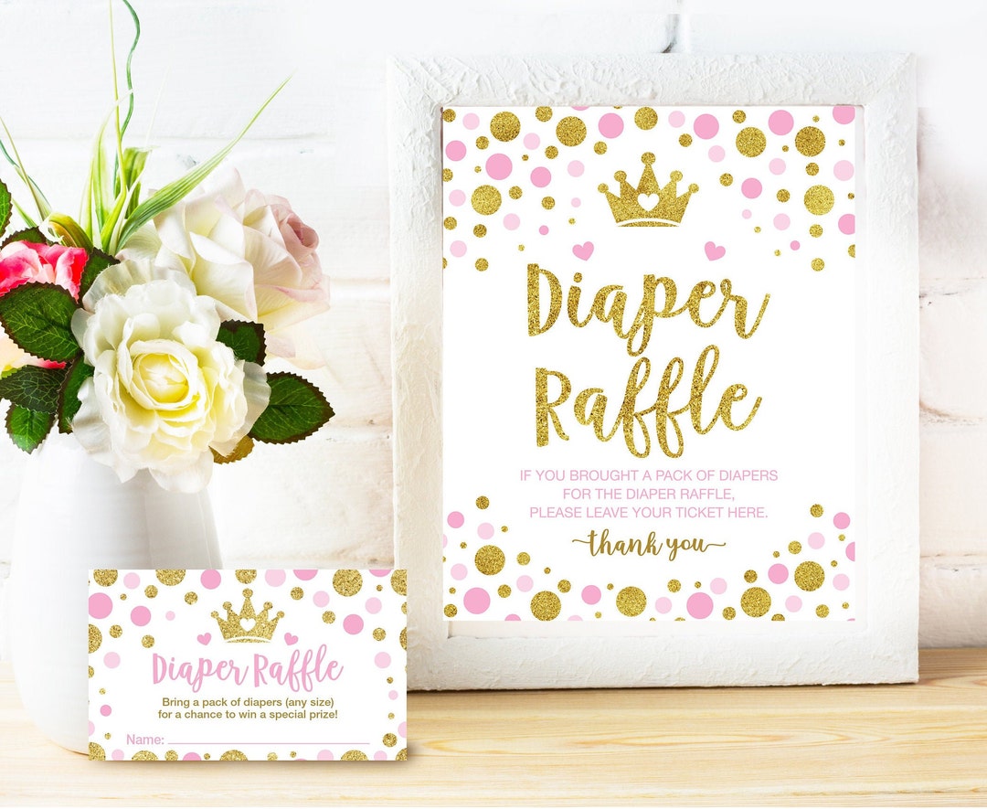Pink Gold Diaper Raffle Sign Baby Shower Diaper Raffle - Etsy