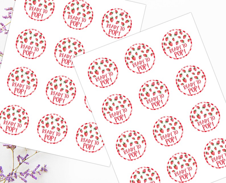 Ready to POP Strawberry Labels Printable, Ready to Pop Favor Toppers ...