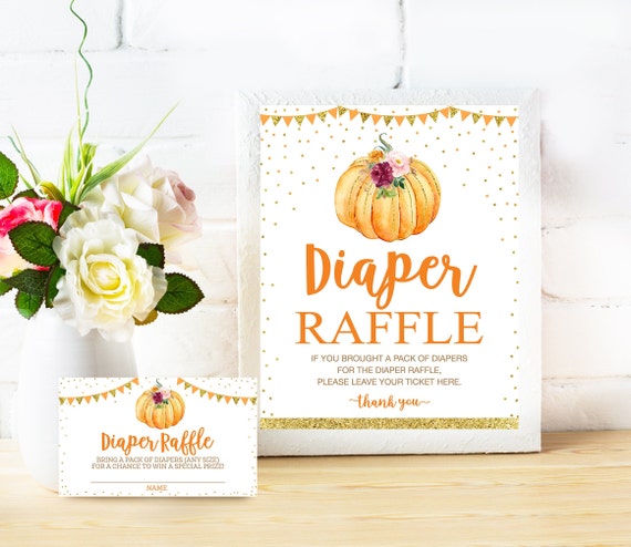 Pumpkin Diaper Raffle Sign, Pumpkin Diaper Ticket,Insert and Sign, Fall ...