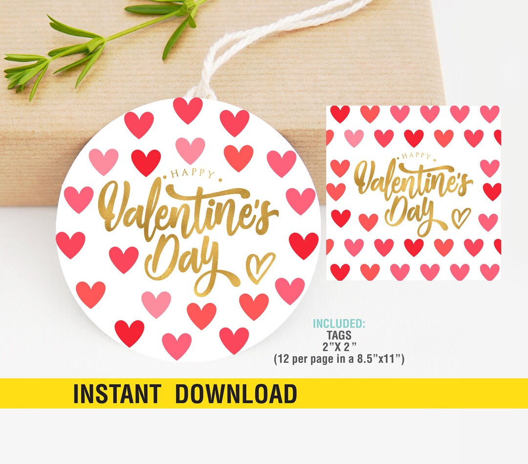 Valentine Gift Tags, Printable Valentine Gift Tags, Happy Valentine Day ...