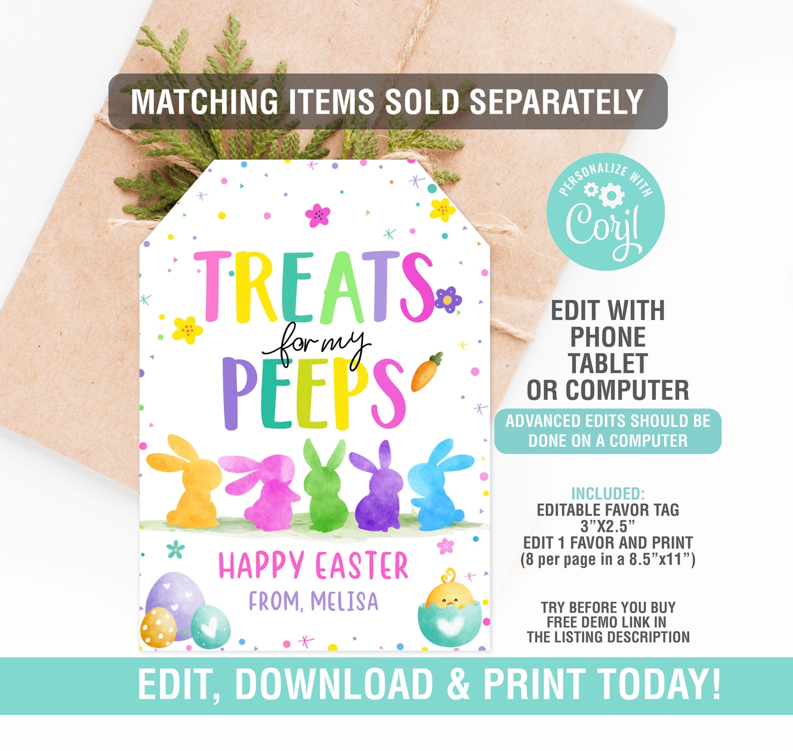 Easter Treat for My Peeps Treat Bag Toppers PRINTABLE Easter - Etsy
