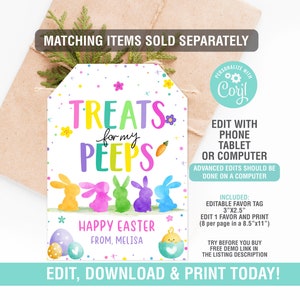Easter Treat for My Peeps Treat Bag Toppers PRINTABLE Easter - Etsy