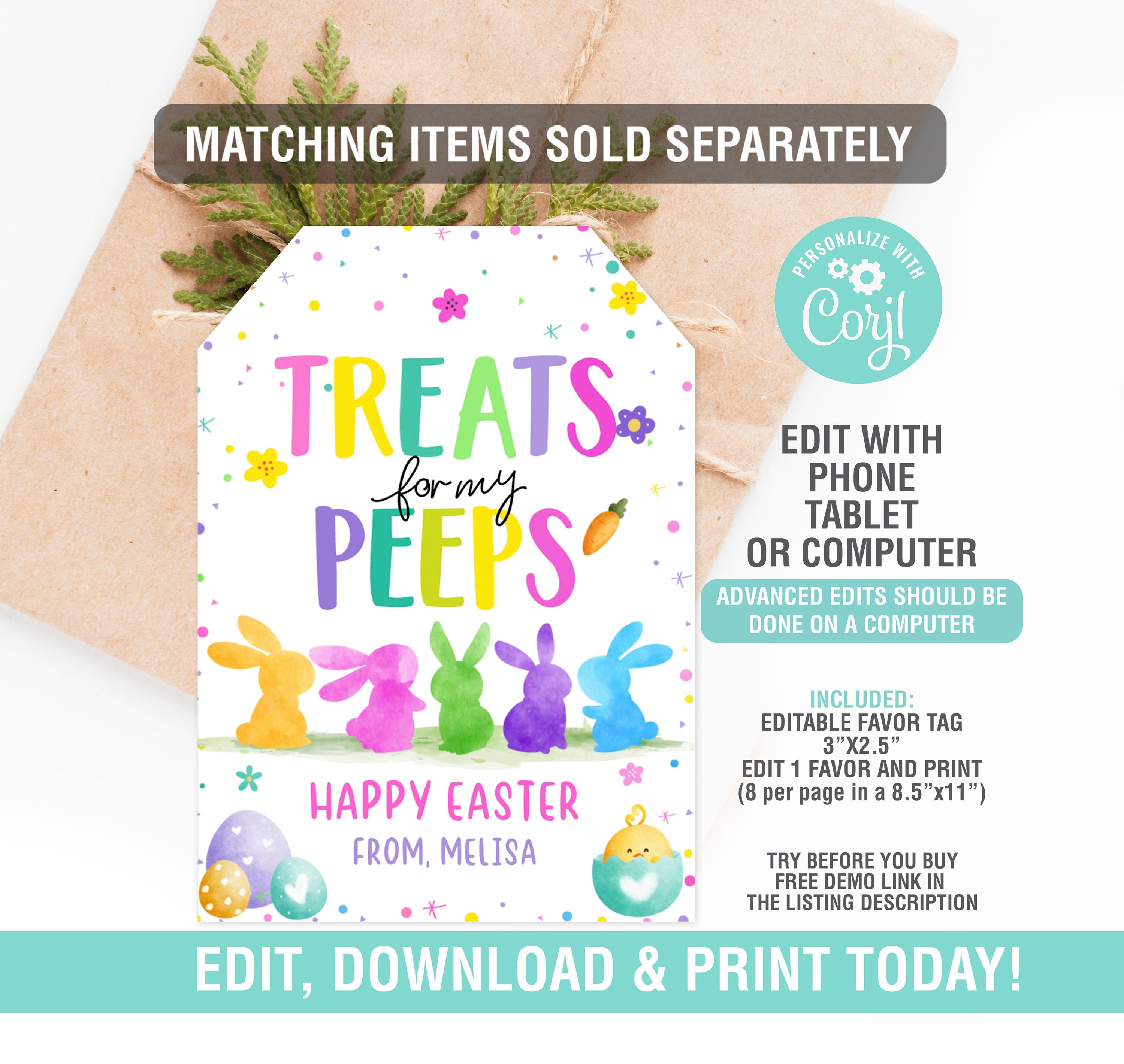 Easter Treat for My Peeps Treat Bag Toppers PRINTABLE Easter - Etsy