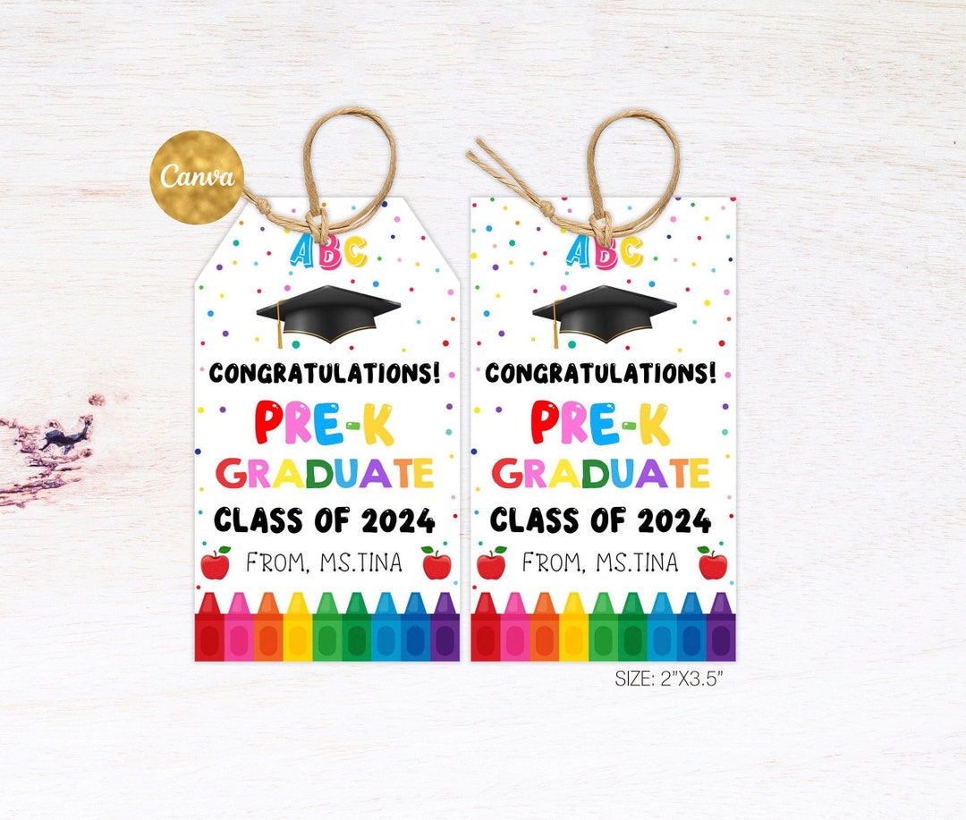 PRE-K Graduation Tag Editable, End of the School Year Tag ...