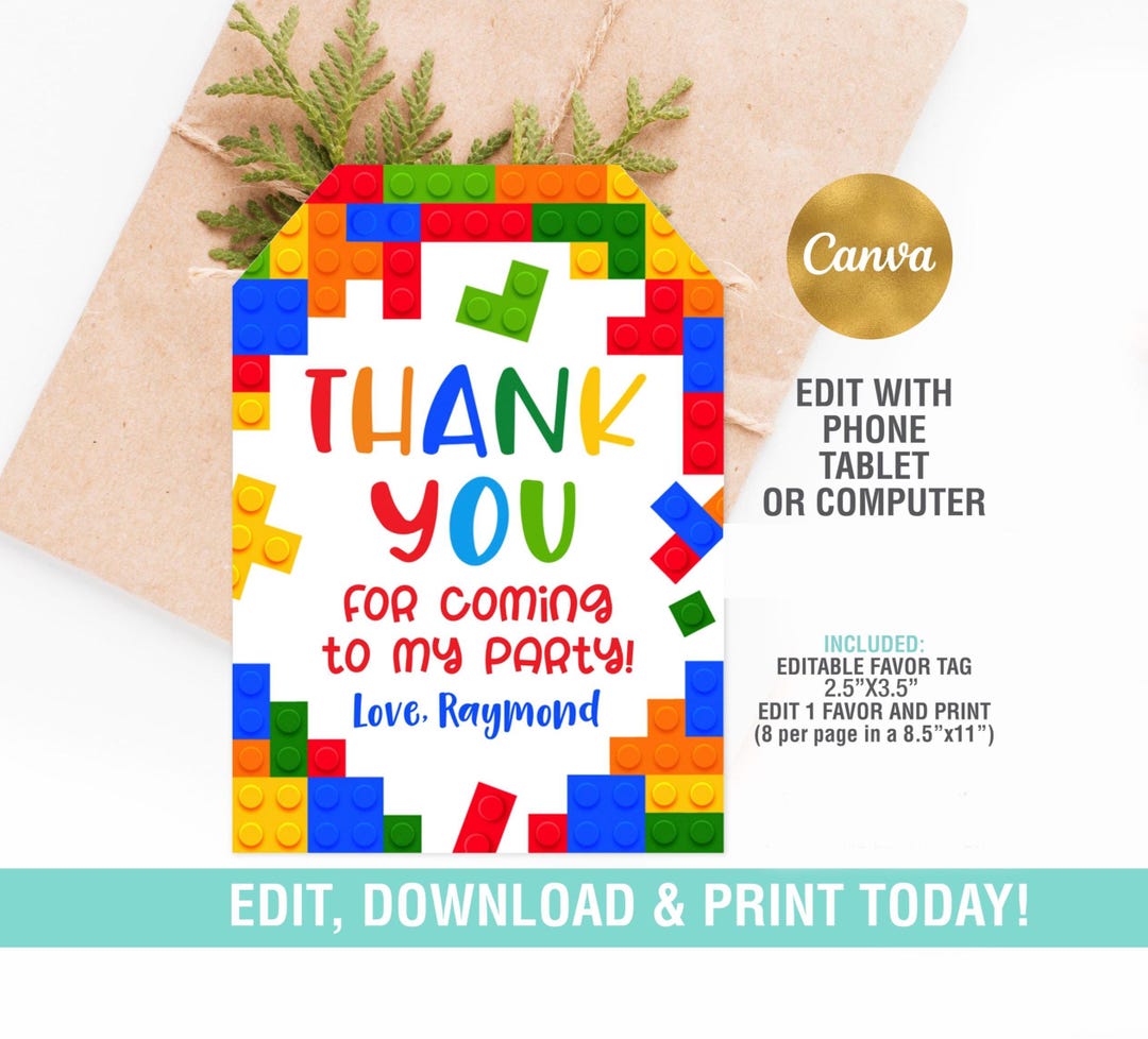 Building Blocks Party Tags EDITABLE, Building Blocks Party Favor Tags ...