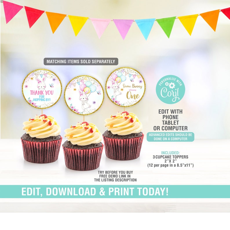 Bunny Happy Birthday Banner PRINTABLE Bunny Birthday Party - Etsy