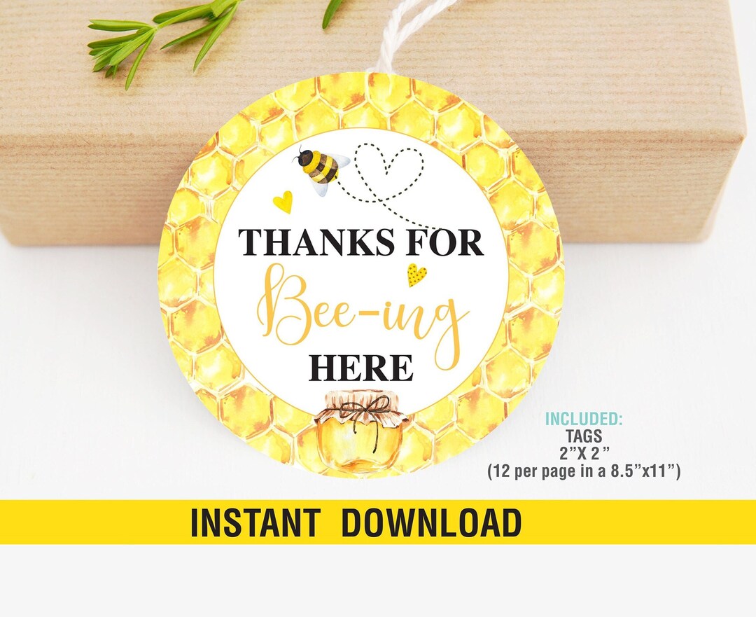 Bee Favor Tags Thank You Favor, BEE Baby Shower 2" Tag Label, Bee Thank ...