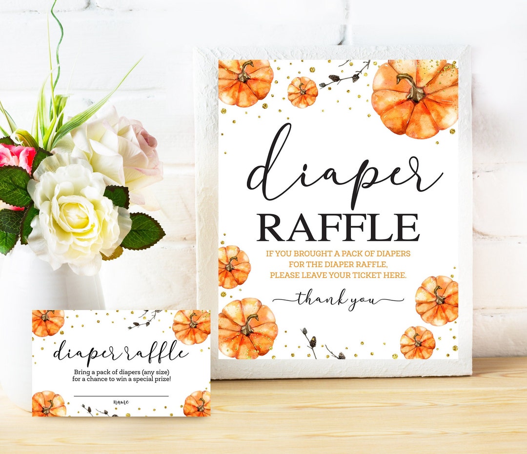 Pumpkin Diaper Raffle Sign, Pumpkin Diaper Ticket,insert and Sign, Fall ...