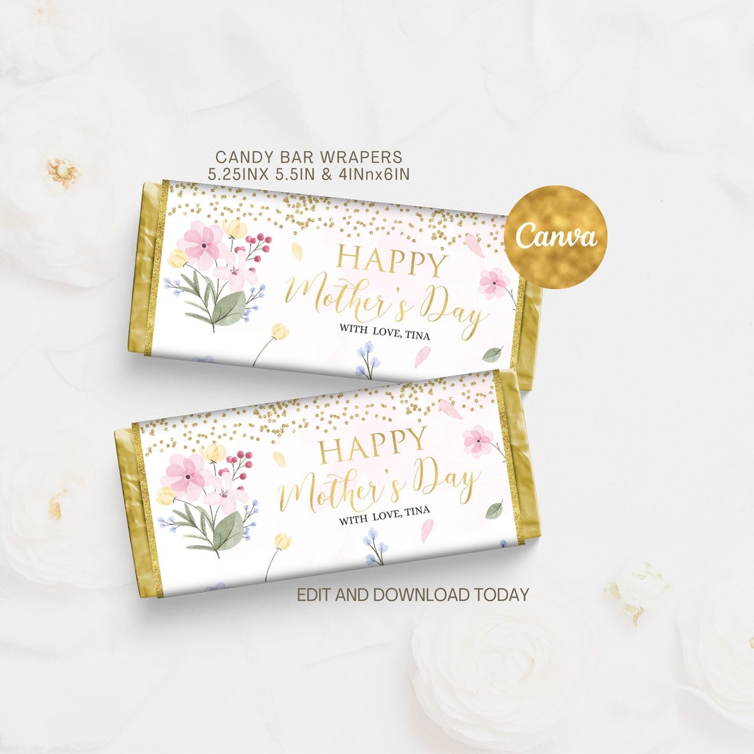 Mothers Day Candy Bar Wrapper Editable, Printable Mothers Day Favors ...