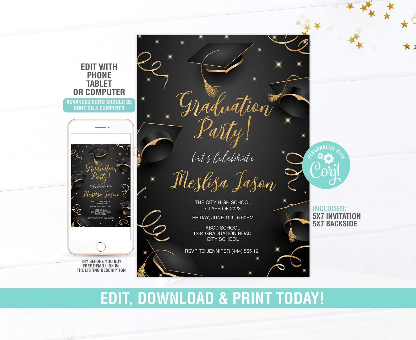 Graduation Party Invitation Class of 2023 She Did It - Etsy