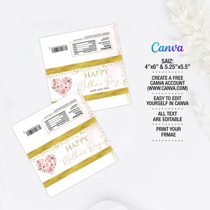 Mothers Day Candy Bar Wrapper Editable, Printable Mothers Day Favors ...