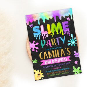 Editable Slime Birthday Party Invitation Slime Invitation - Etsy