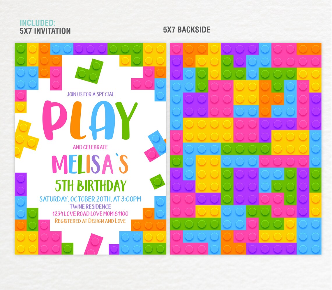 Building Blocks Birthday Invitation EDITABLE Brick Birthday | Etsy