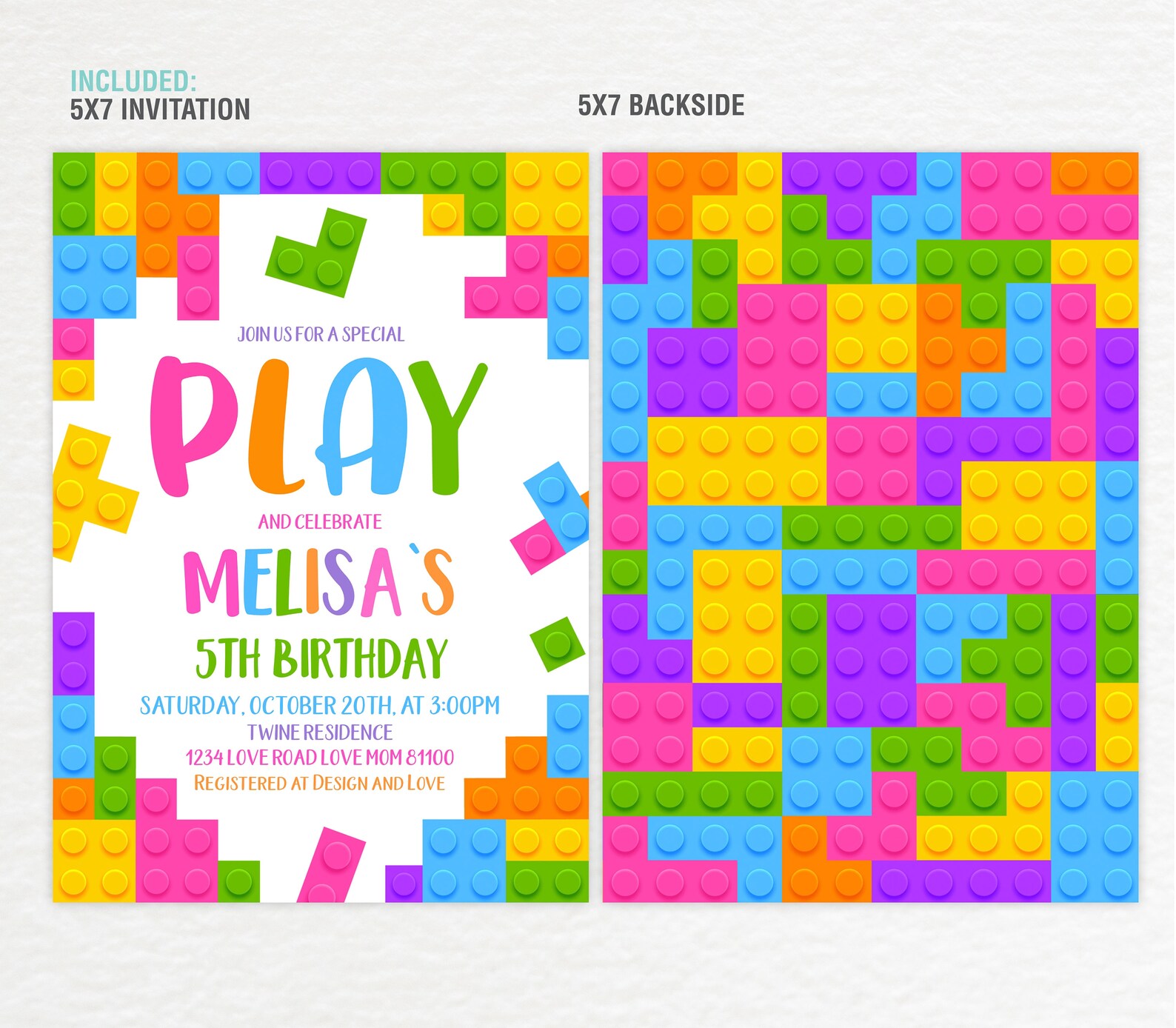 Building Blocks Birthday Invitation EDITABLE Brick Birthday | Etsy