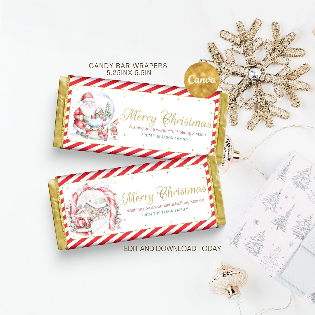 Editable Christmas Candy Bar Wrapper Template, Christmas Chocolate ...